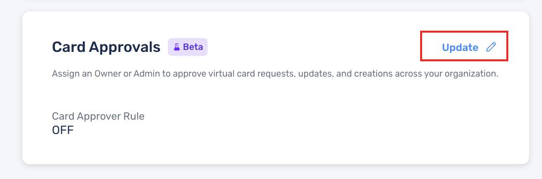 Enable virtual card approval workflow – Extend