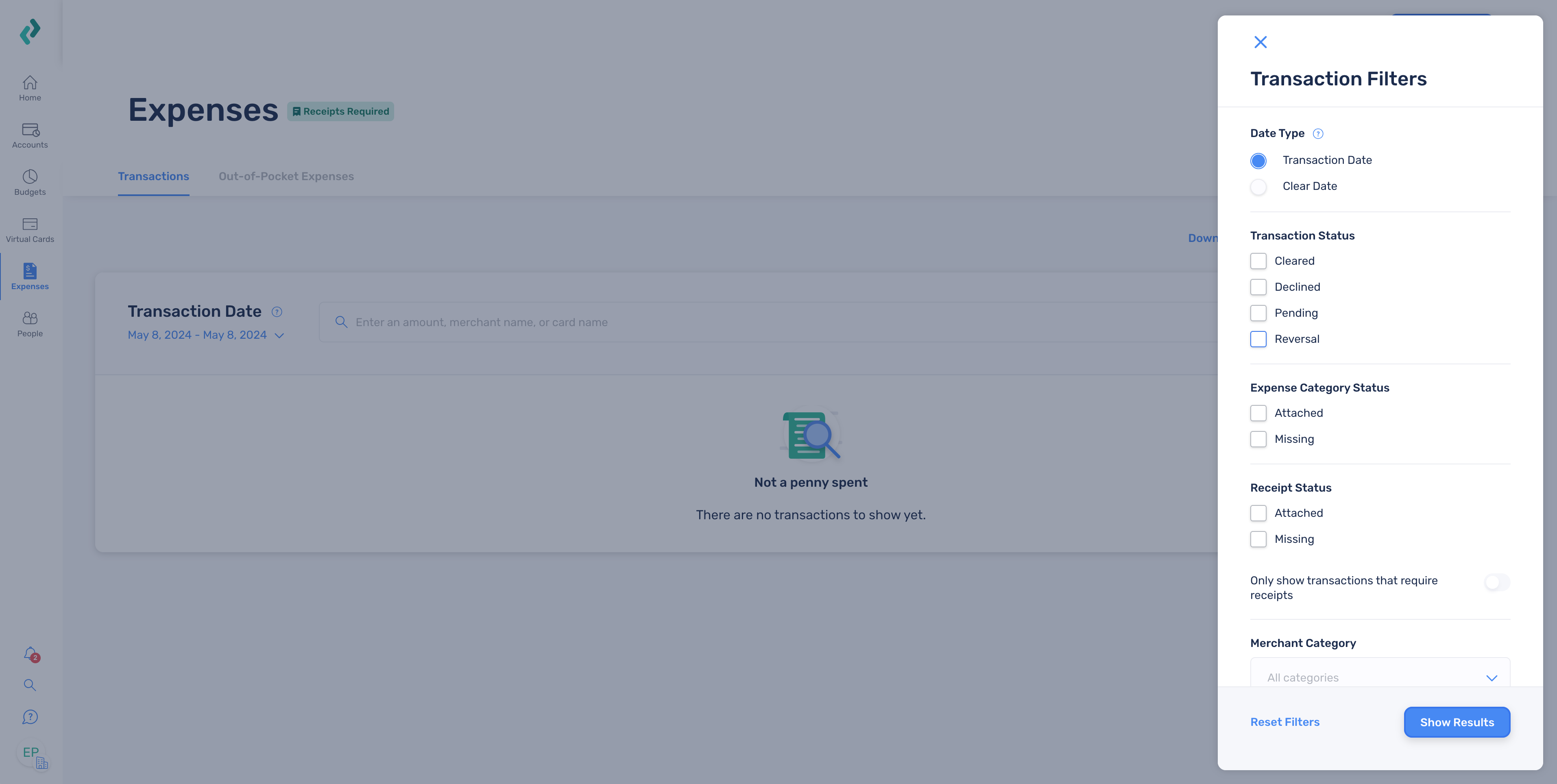 Filter transactions – Extend