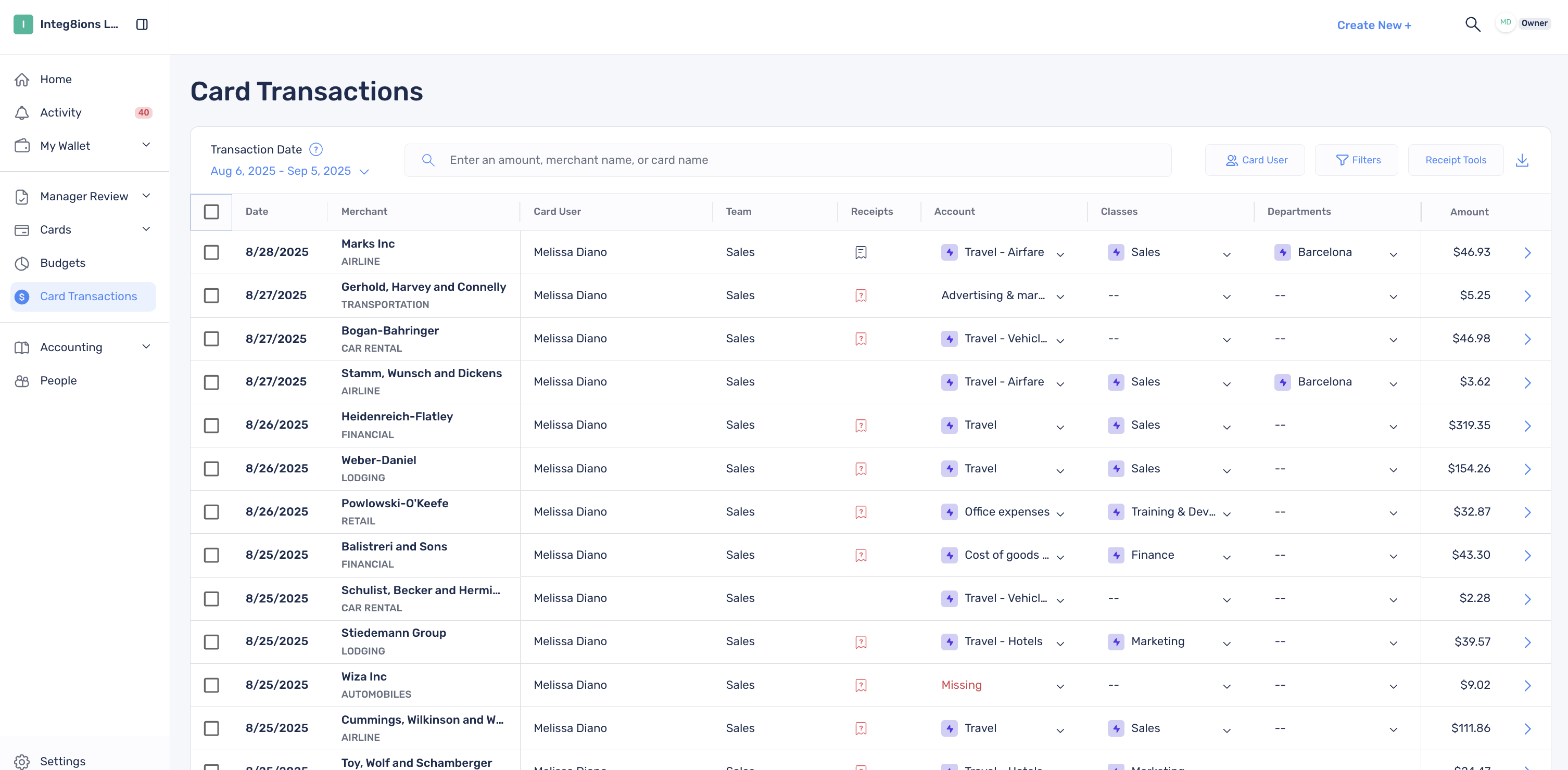 Filter transactions – Extend